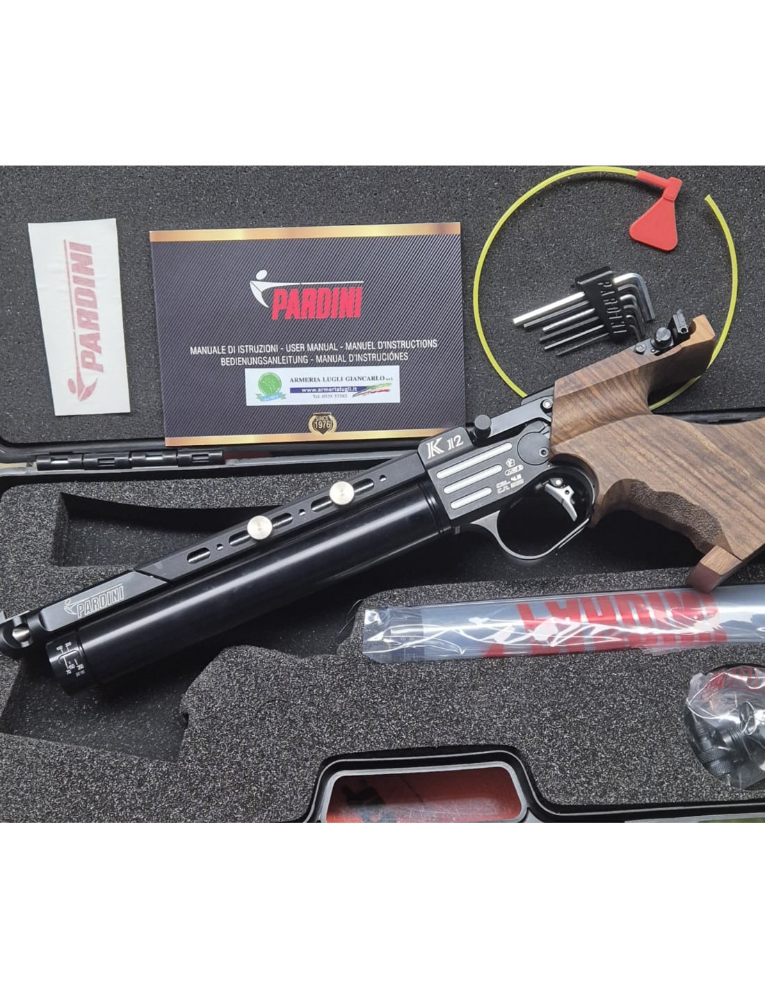 Pistola aria compressa Pardini K12 Pcp nera calibro 4, 5 con doppio ...